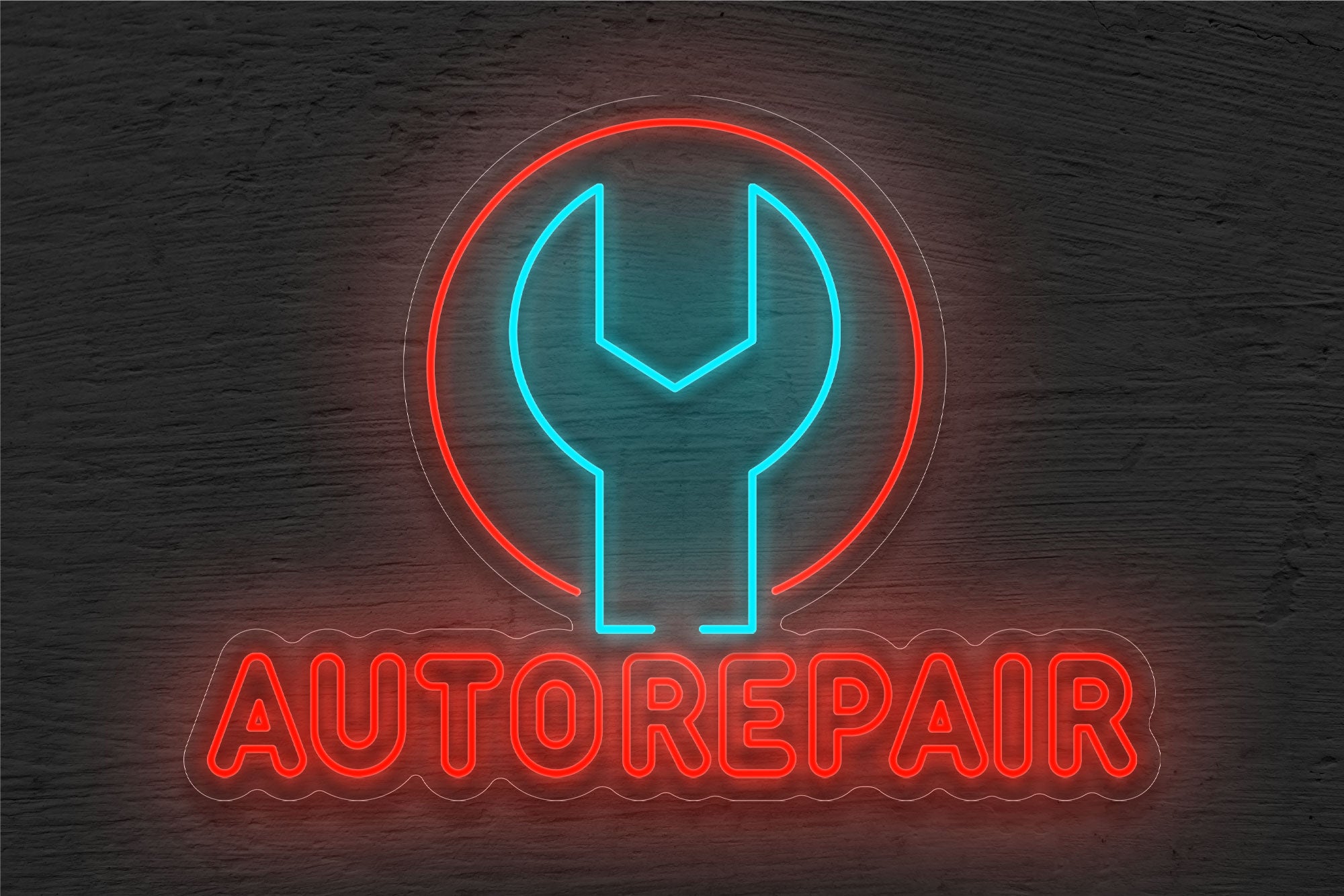 Outlined "AutoRepair" with Tool Inside a Circle Border LED Neon Sign ...