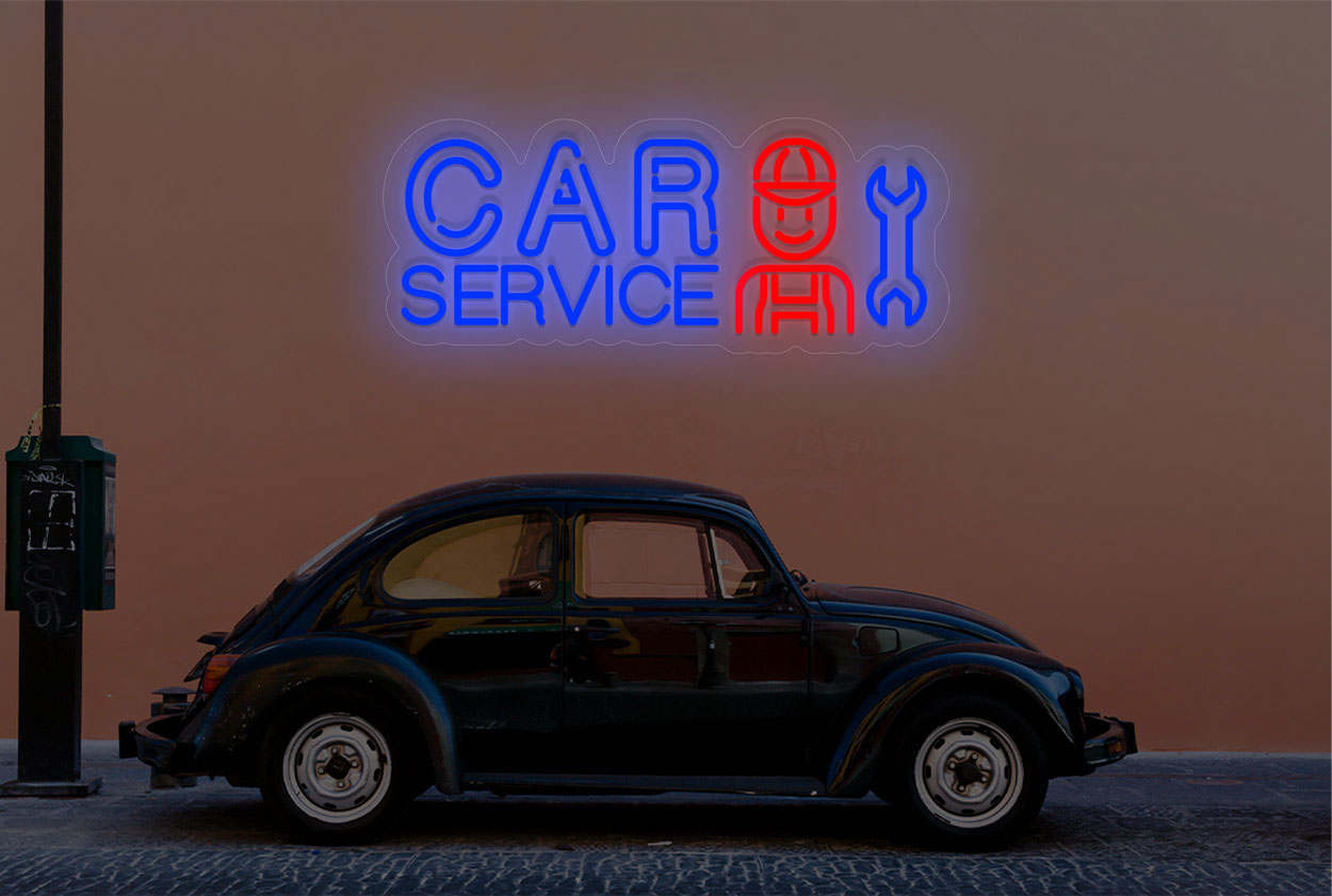 "Car Service" Logo LED Neon Sign | Best Buy Neon Signs