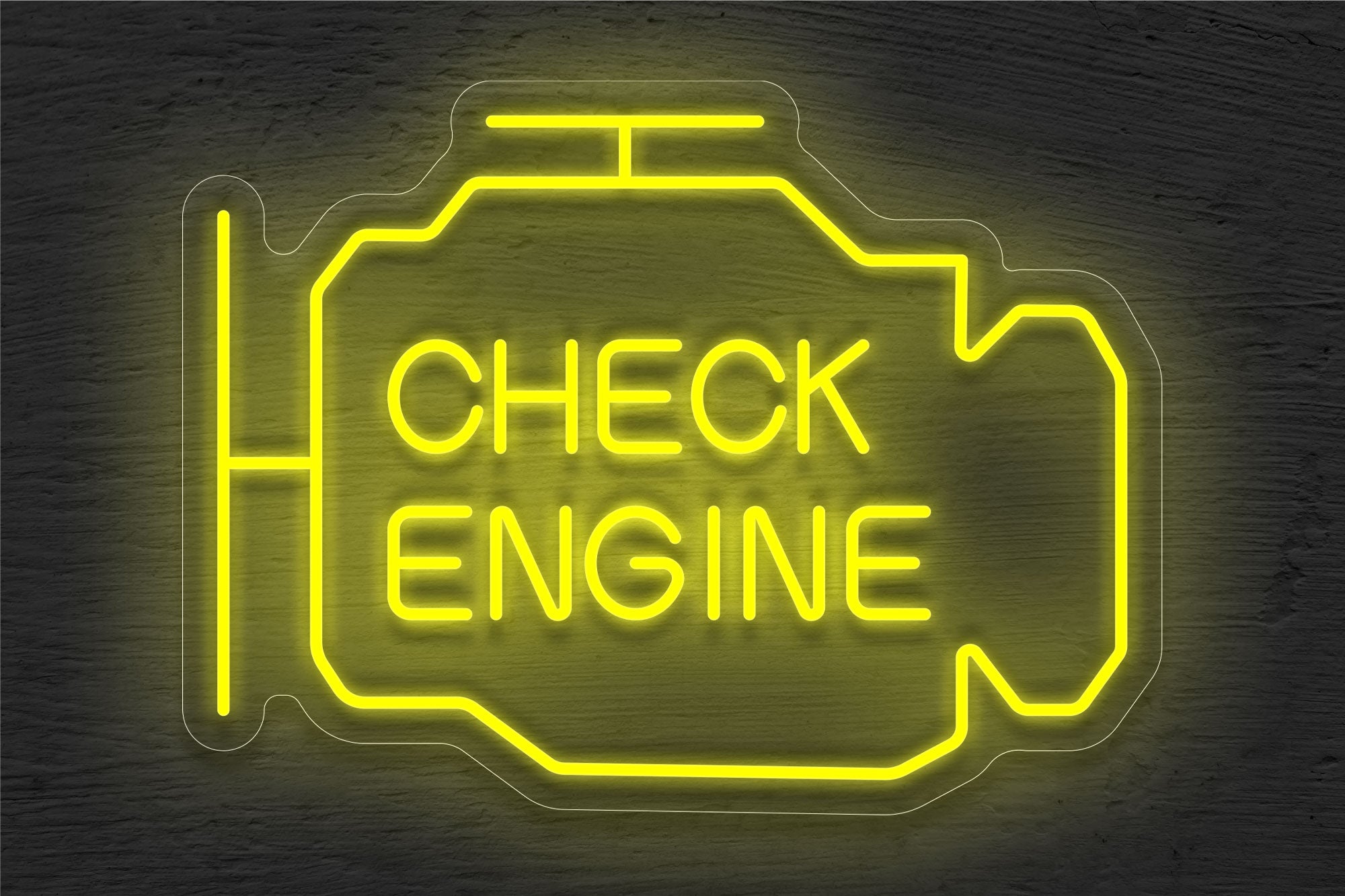 Check Engine with Engine Logo Border LED Neon Sign | Best Buy Neon Signs