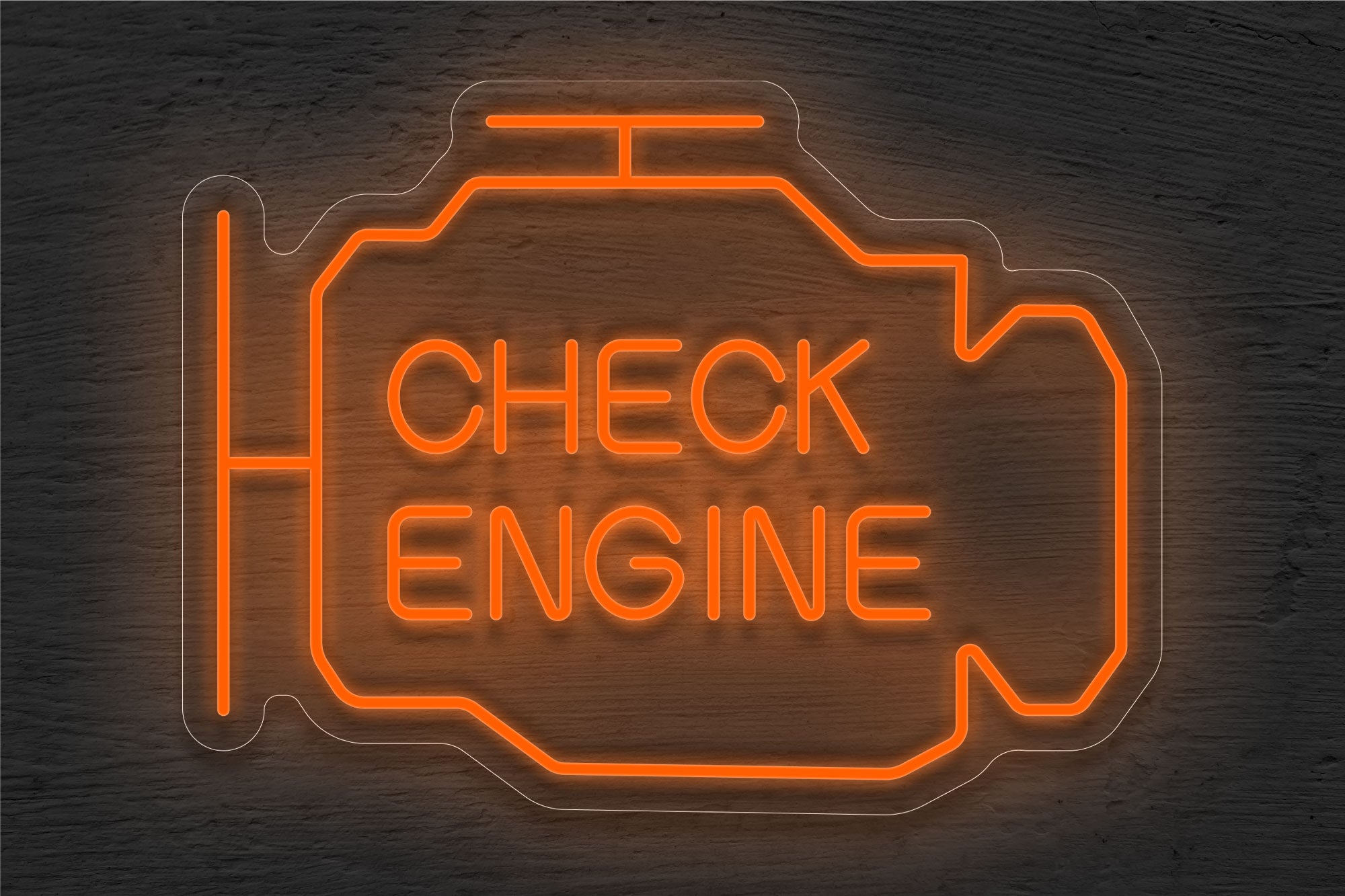 Check Engine with Engine Logo Border LED Neon Sign | Best Buy Neon Signs