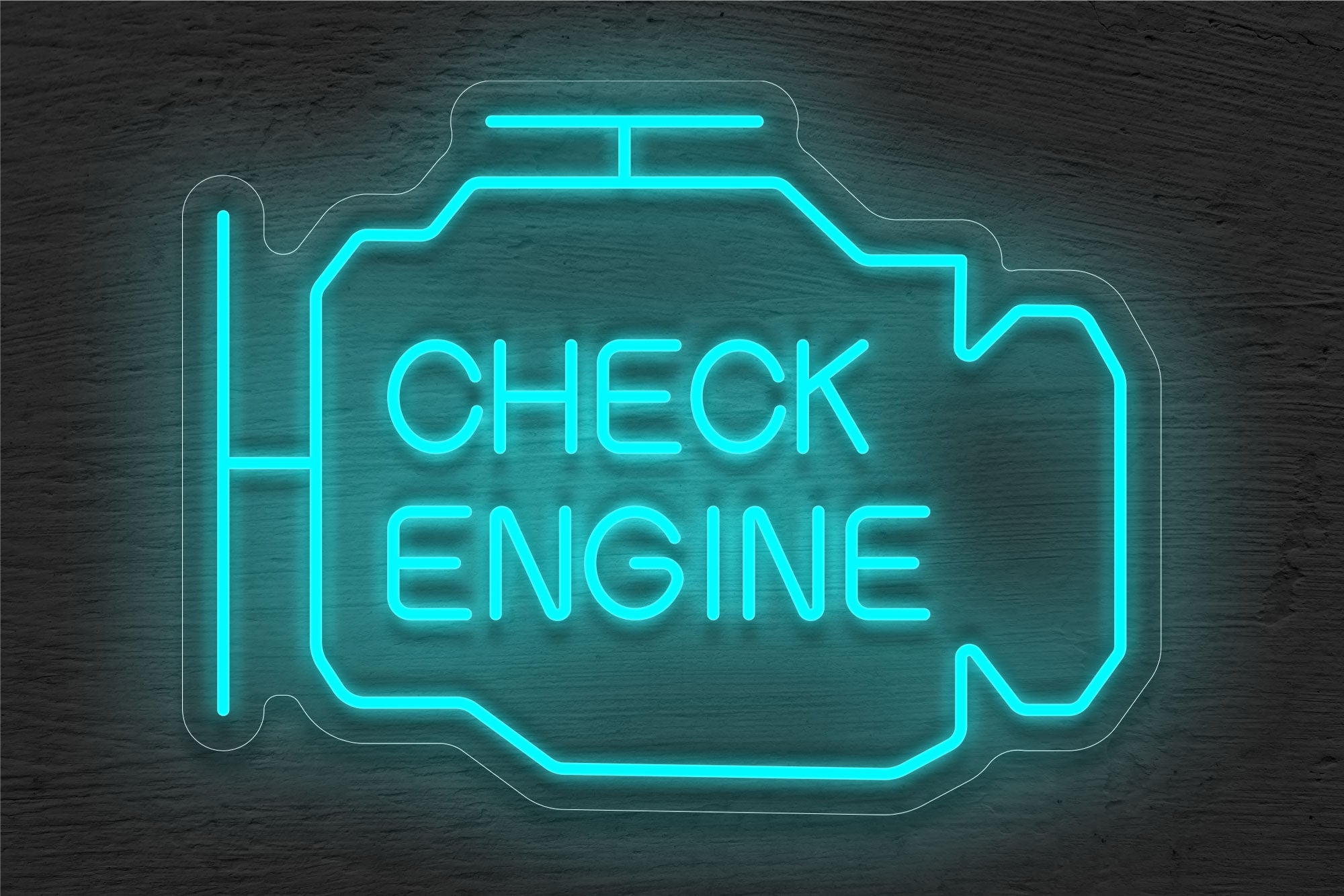 Check Engine with Engine Logo Border LED Neon Sign | Best Buy Neon Signs