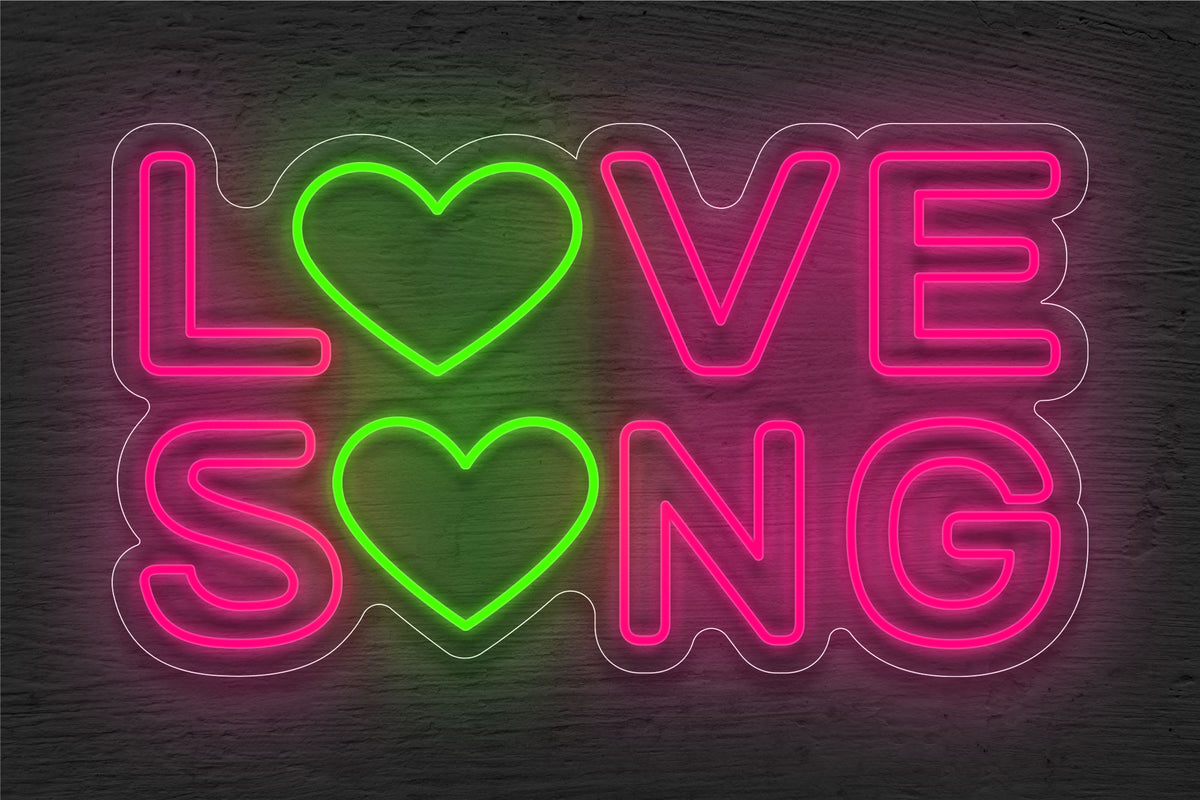 Outline Letters "Love Song" with Hearts LED Neon Sign | Best Buy Neon Signs