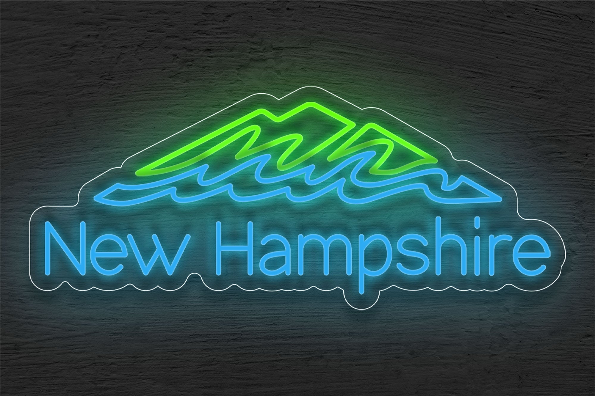 New Hampshire with Mountain Logo LED Neon Sign | USA Neon Signs | Best ...