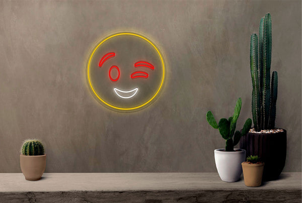 Winking Face Emoji LED Neon Sign | Emoji Neon Signs | Best Buy Neon Signs